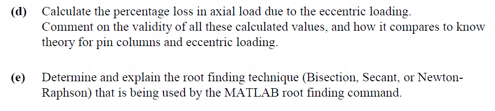 For an eccentrically loaded, pinned - end column with | Chegg.com