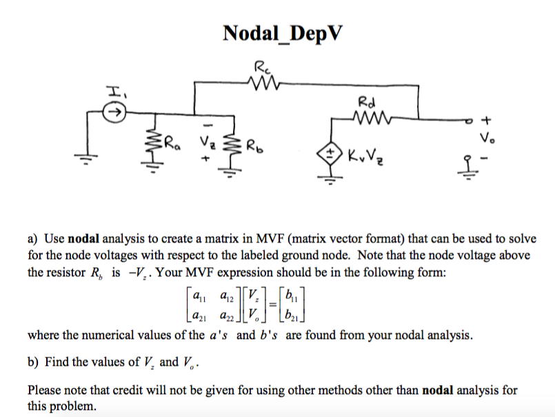 Solved Use nodal analysis to create a matrix in MVF (matrix | Chegg.com