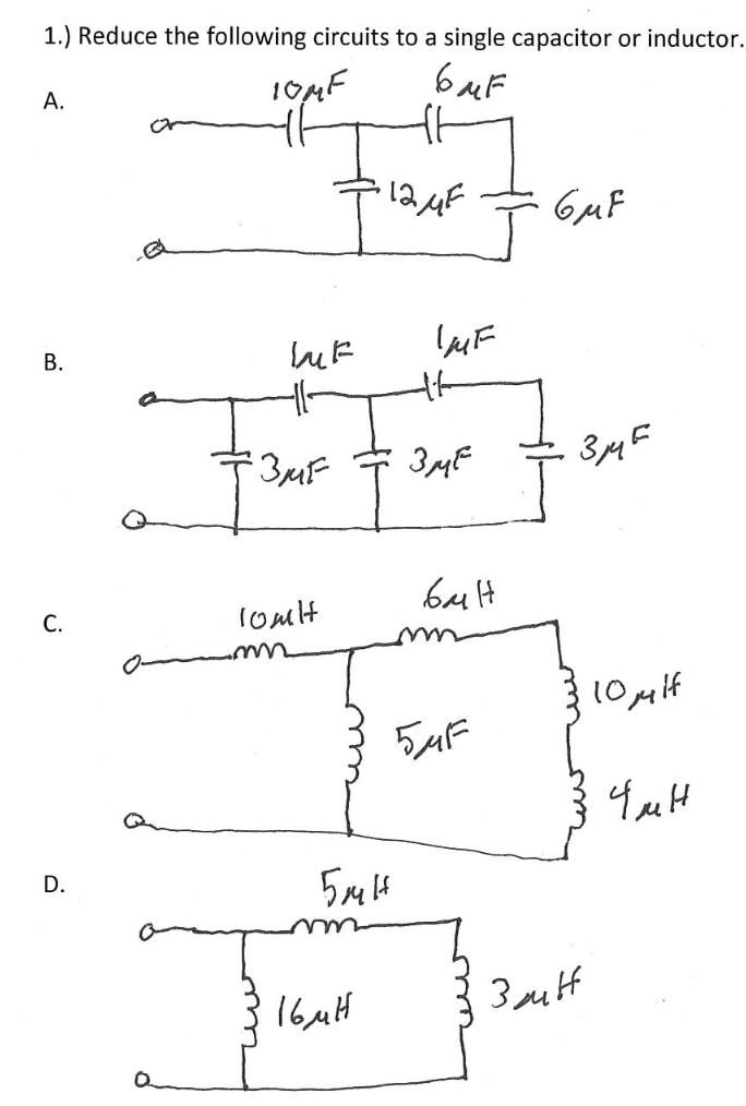Solved 1.) Reduce the following circuits to a single | Chegg.com