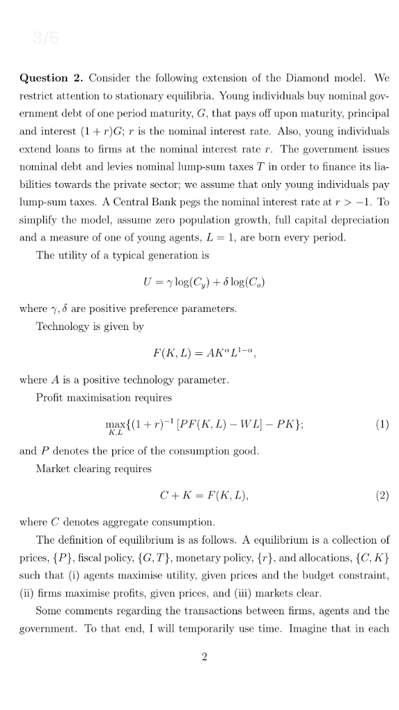 Question 2. Consider the following extension of the | Chegg.com