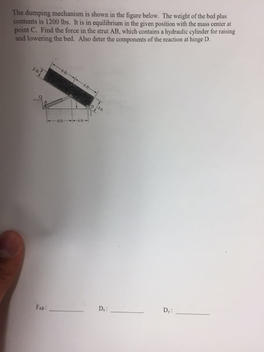 Solved The dumping mechanism is show in the figure below. | Chegg.com