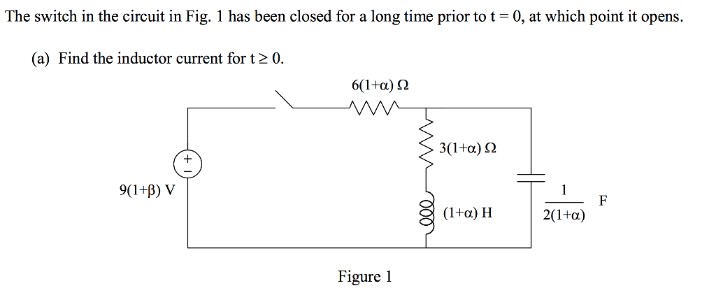 Solved The switch in the circuit in Fig. 1 has been closed | Chegg.com