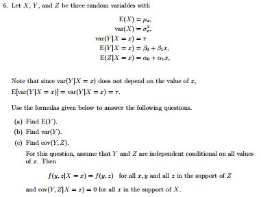 Solved Let X, Y, and Z be three random variables with Note | Chegg.com