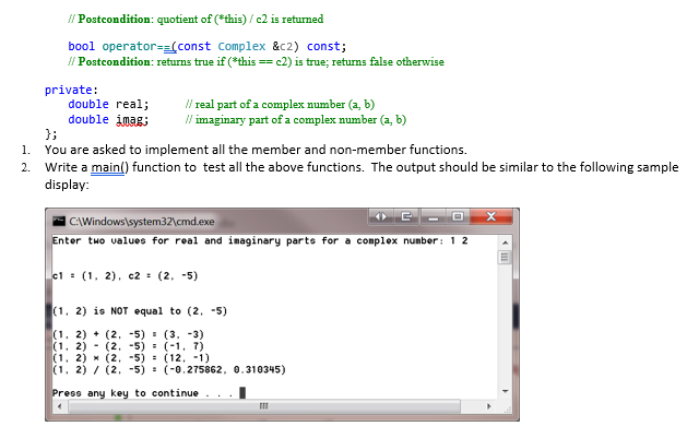 Solved P6.1 The interface for the Complex class is provided | Chegg.com