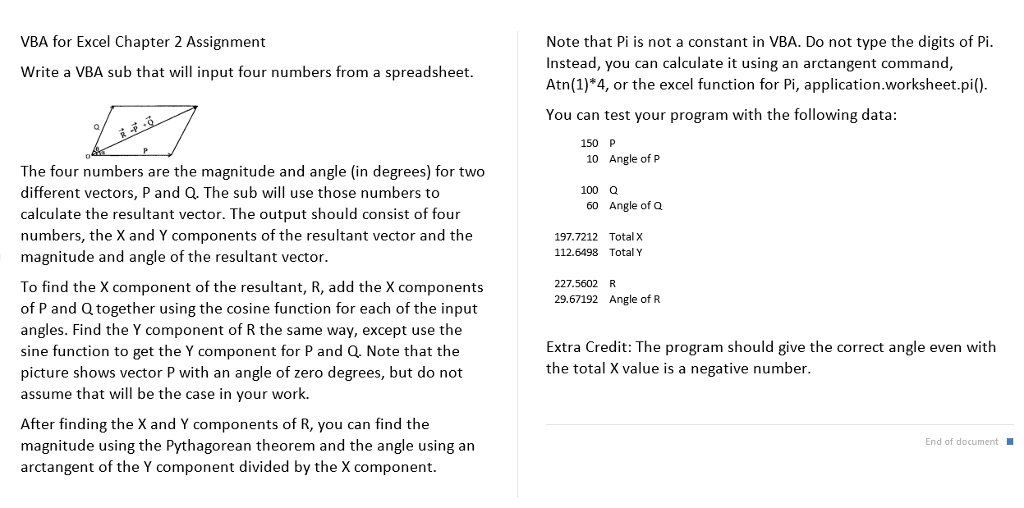 Solved Write A Vba Sub That Will Input Four Numbers From A 8888