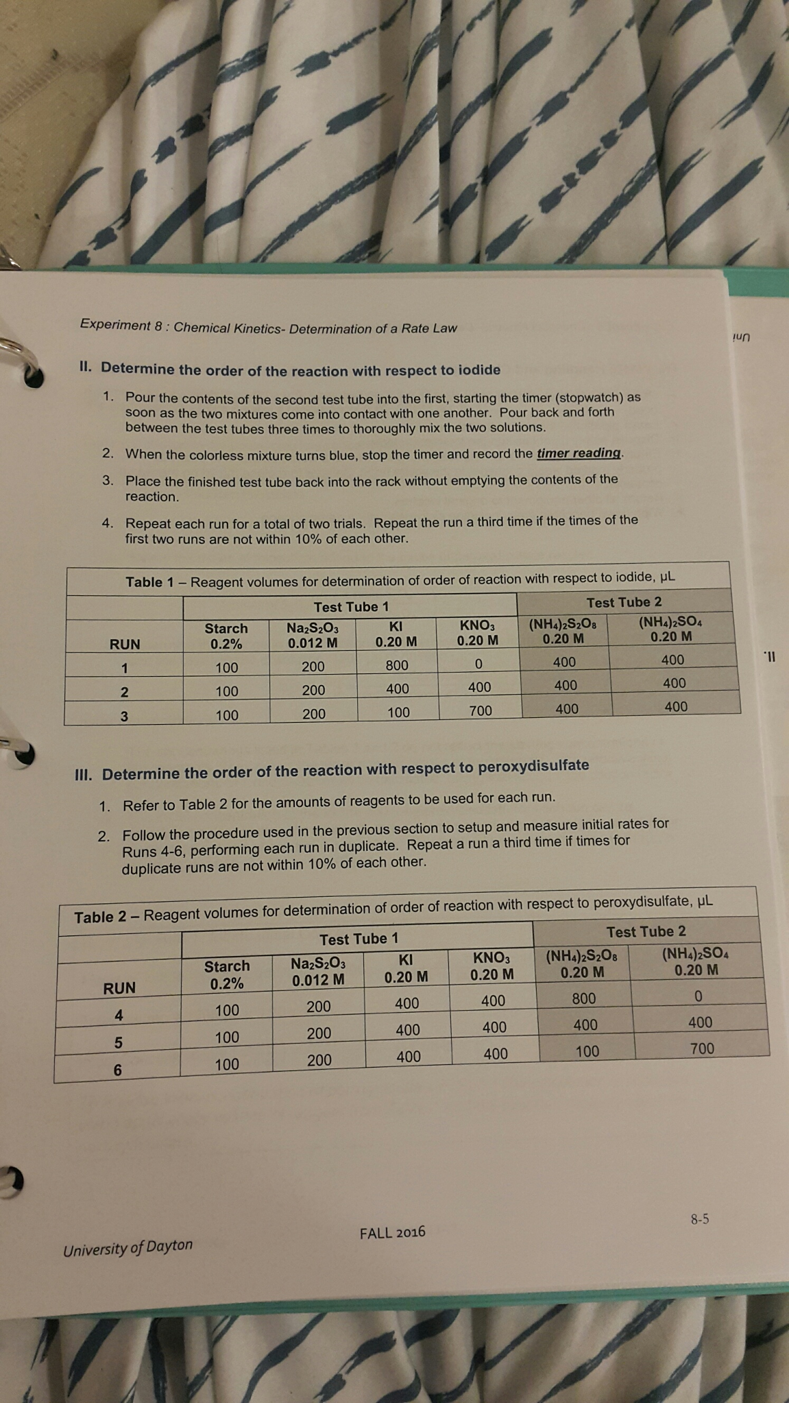 Solved volumes and molarity from Tables 1 and 2 in your | Chegg.com