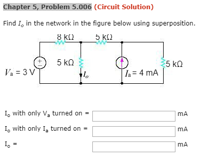 Solved Chapter 5, Problem 5.006 (Circuit Solution) Find Io | Chegg.com