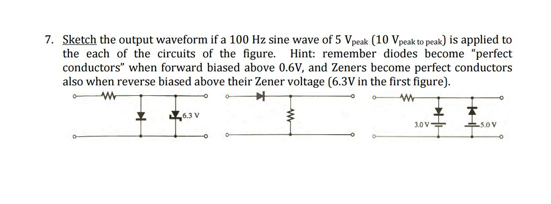 Solved Sketch the output waveform if a 100 Hz sine wave of 5 | Chegg.com