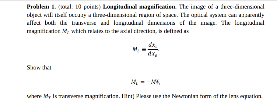 Solved Problem 1. (total: 10 points) Longitudinal | Chegg.com