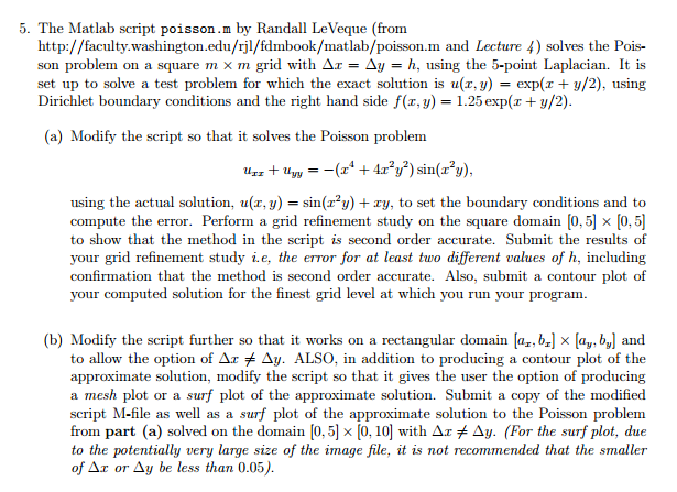 The Matlab script poisson.m by Randall LeVeque (from | Chegg.com