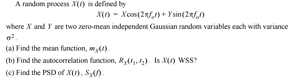 A random process X(t) is defined by X(t) | Chegg.com