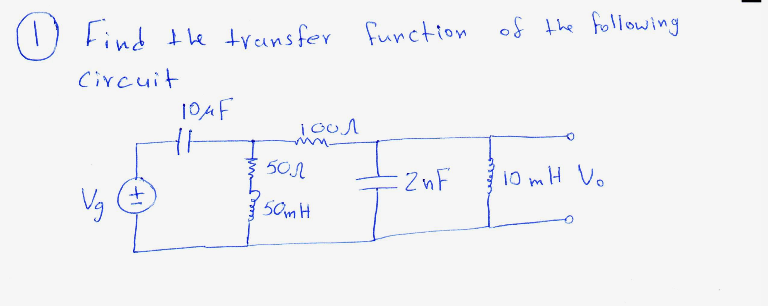 Solved electrical cource ece Find the transfer function of | Chegg.com