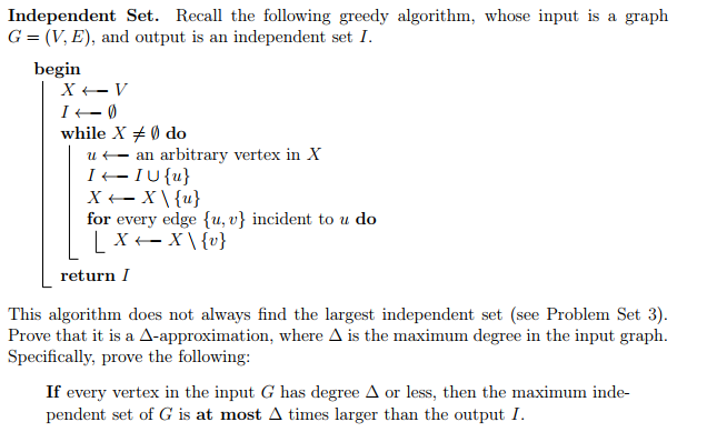 Solved Independent Set. Recall the following greedy | Chegg.com