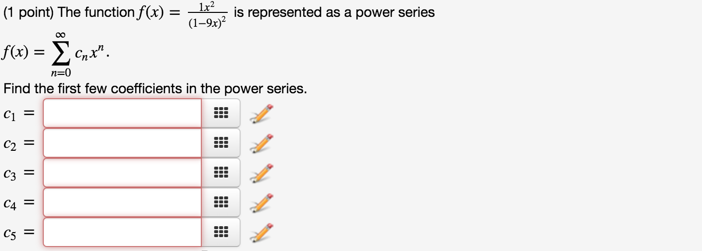 Solved The function f(x) = 1x^2/(1 - 9x)^2 is represented as | Chegg.com