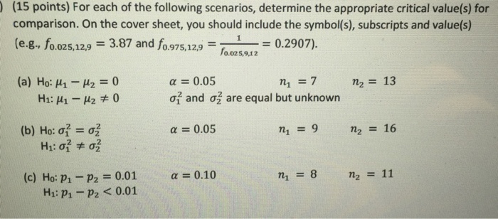 Solved For each of the following scenarios, determine the | Chegg.com Solved For each of the following scenarios, determine the | Chegg.com