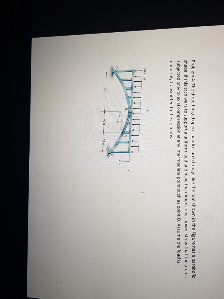 Solved Problem 4: The three-hinged open-spandrel arch bridge | Chegg.com