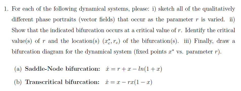 Solved For each of the following dynamical systems, please: | Chegg.com