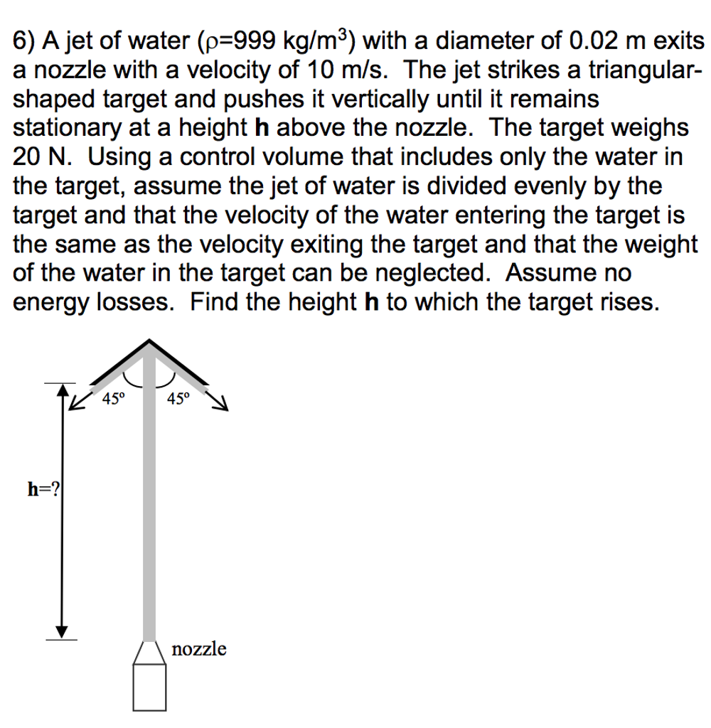 Solved A jet of water (rho =999 kg/m^3) with a diameter of | Chegg.com