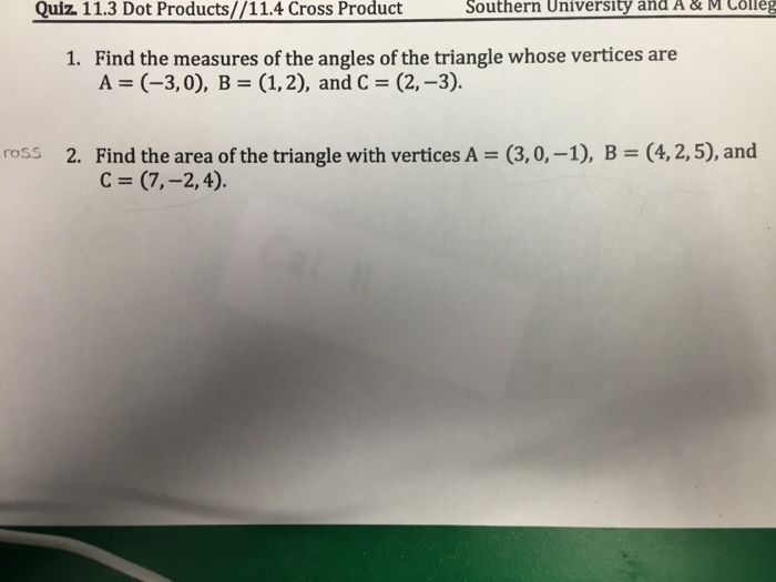 Solved Find the measures of the angles of the triangle whose | Chegg.com