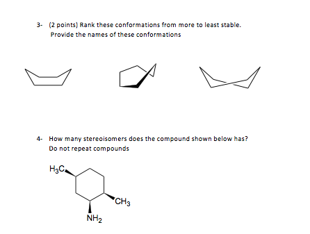 Solved Rank these conformations from more to least stable. | Chegg.com