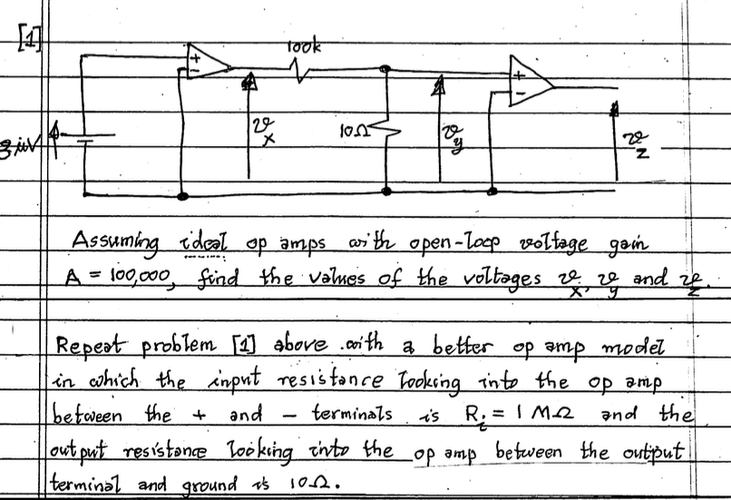 Solved Assuming ideal of amps with open-loop voltage gain A | Chegg.com