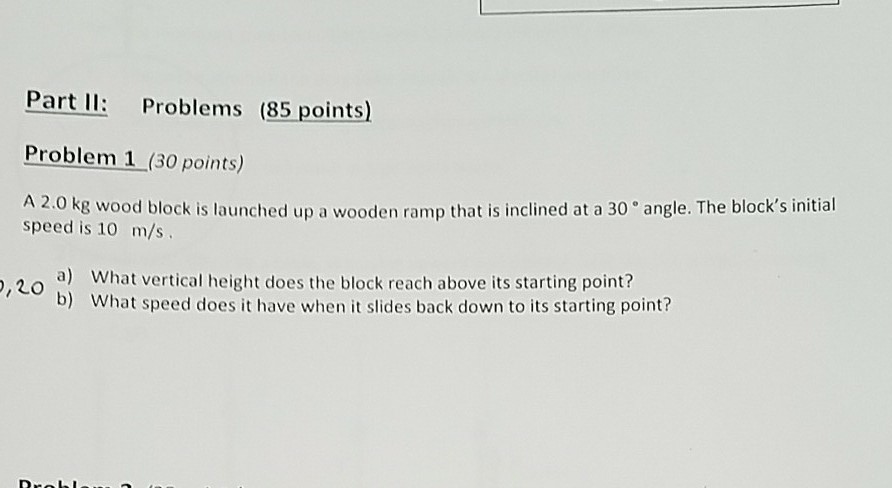 Solved Part II: Problems (85 points) Problem 1 (30 points) A | Chegg.com