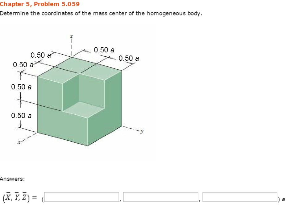 Solved Determine the coordinates of the mass center of the | Chegg.com