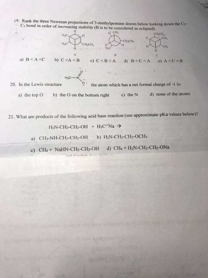 Solved Rank the three Newman projections of 3-methylpentane | Chegg.com