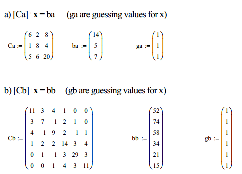 Solved Write a MATHCAD program to solve systems of linear | Chegg.com