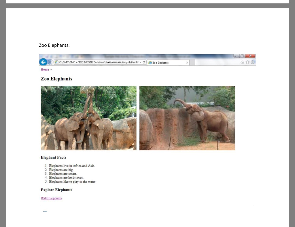Solved Create a web site (set of web pages) for a zoo. | Chegg.com