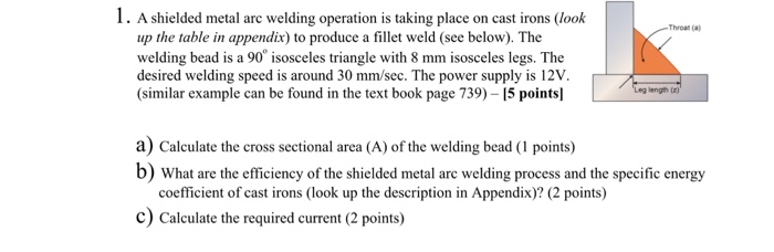 Solved I. A shielded metal arc welding operation is taking | Chegg.com