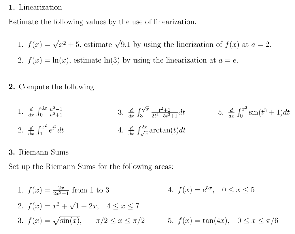 Solved 1 Linearization Estimate The Following Values By The