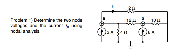 Solved Determine the two node voltages and the current I0 | Chegg.com