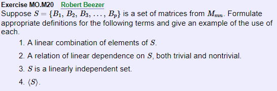 Solved Exercise MO.M20 Robert Beezer Suppose S (Bi, B2, ??, | Chegg.com