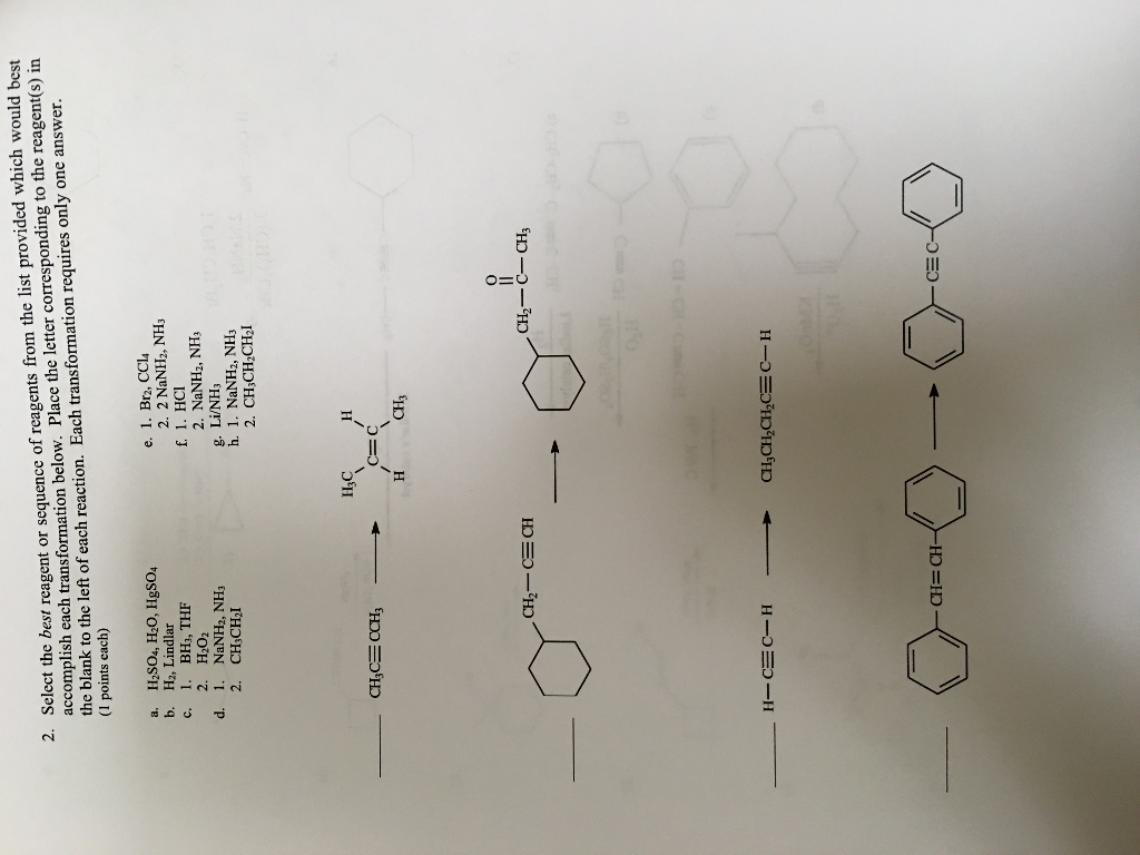 Solved Select the best reagent or sequence of reagents from | Chegg.com