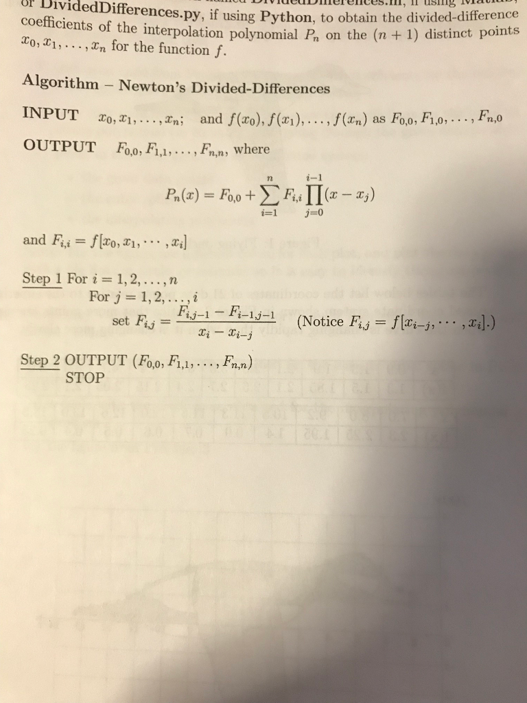 Solved Ur DividedDifferenc ferences.py, if using Python, to | Chegg.com