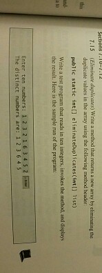Solved this a 7.15 (Eliminare duplicates) write a method | Chegg.com