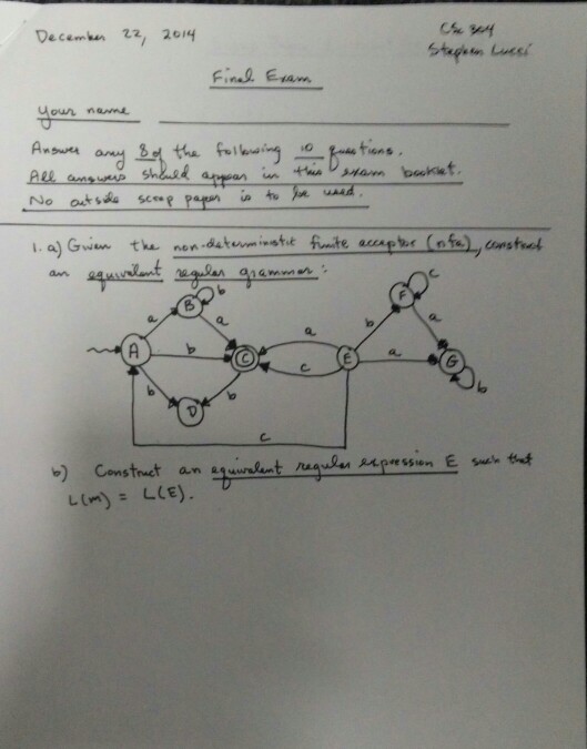 Given the non deterministic finite acceptor (n fe) , | Chegg.com