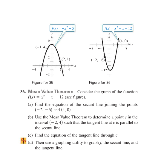 Solved f(x) =-x" + 5 f(x) =x2-x-12 (4, 0) -4 Figure for 35 | Chegg.com