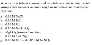 Solved Write a charge balance equation and mass balance | Chegg.com