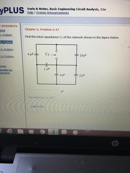 Solved Find the total capacitance C_T of the network shown | Chegg.com