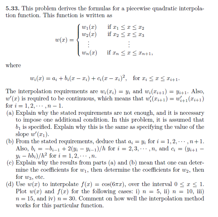 Solved 5.33. This problem derives the formulas for a | Chegg.com
