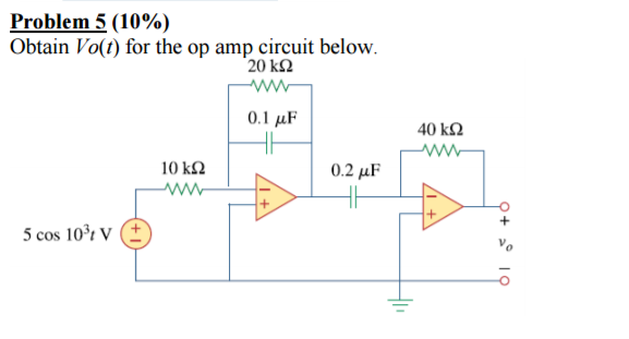 Solved Obtain Vo(t) for the op amp circuit below. | Chegg.com