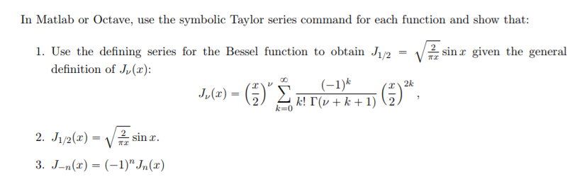 Solved In Matlab or Octave, use the symbolic Taylor series | Chegg.com