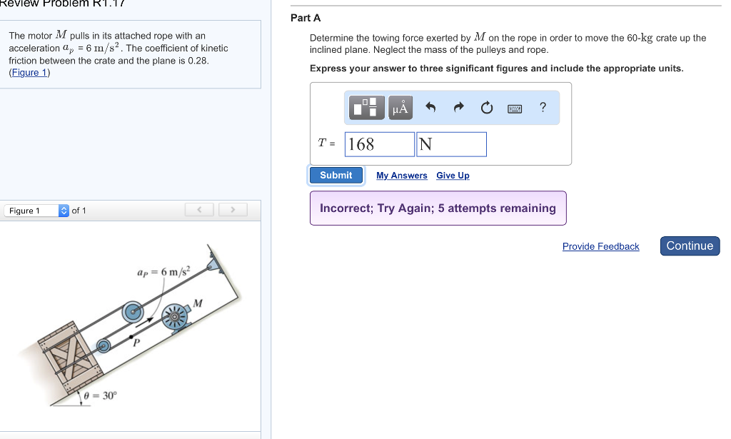 Solved The motor M pulls in its attached rope with an | Chegg.com