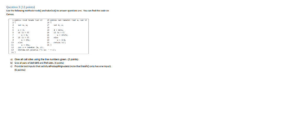 Solved a) Give all call sites using the line numbers given. | Chegg.com