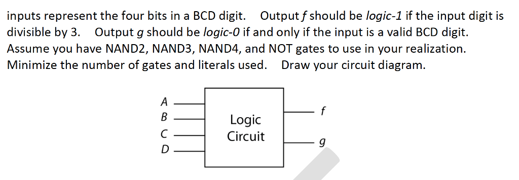 Solved 3.11Design a logic circuit with inputs A, B, C, D and | Chegg.com