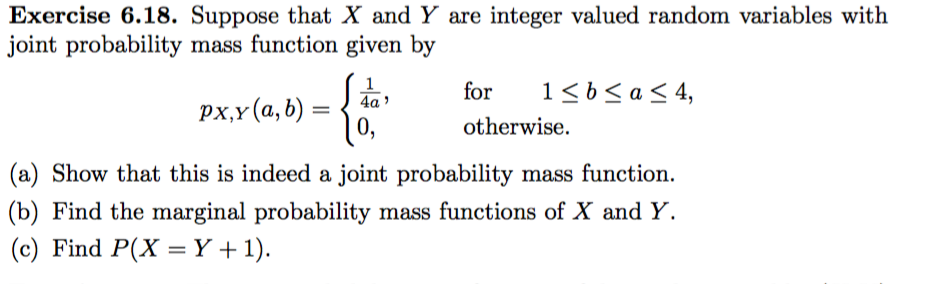 Solved Exercise 6.18. Suppose that X and Y are integer | Chegg.com