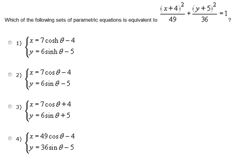 Solved Which of the following sets of parametric equation | Chegg.com
