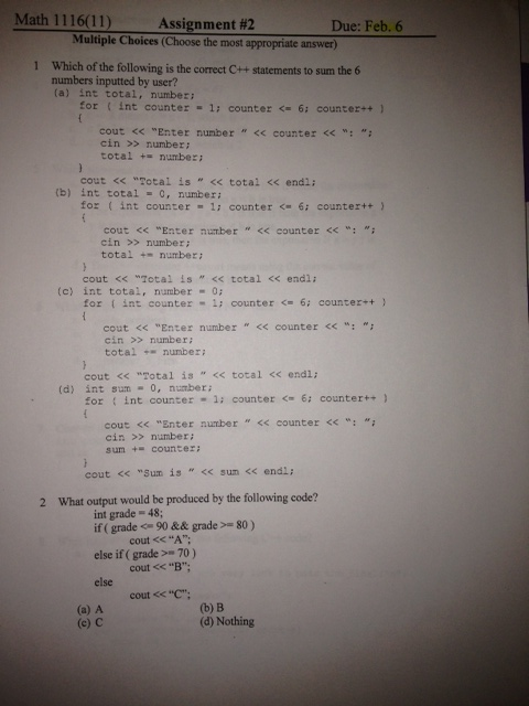 Solved Which of the following is the correct C++ statements | Chegg.com